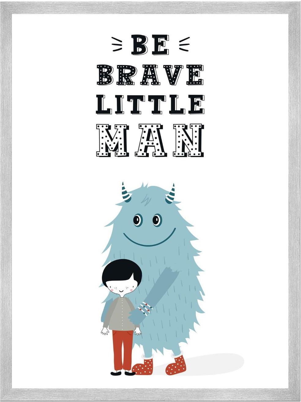 Plakat Dziecięce Be Brave Little Man_2 40X50 Cm + Ramka Srebrna ...