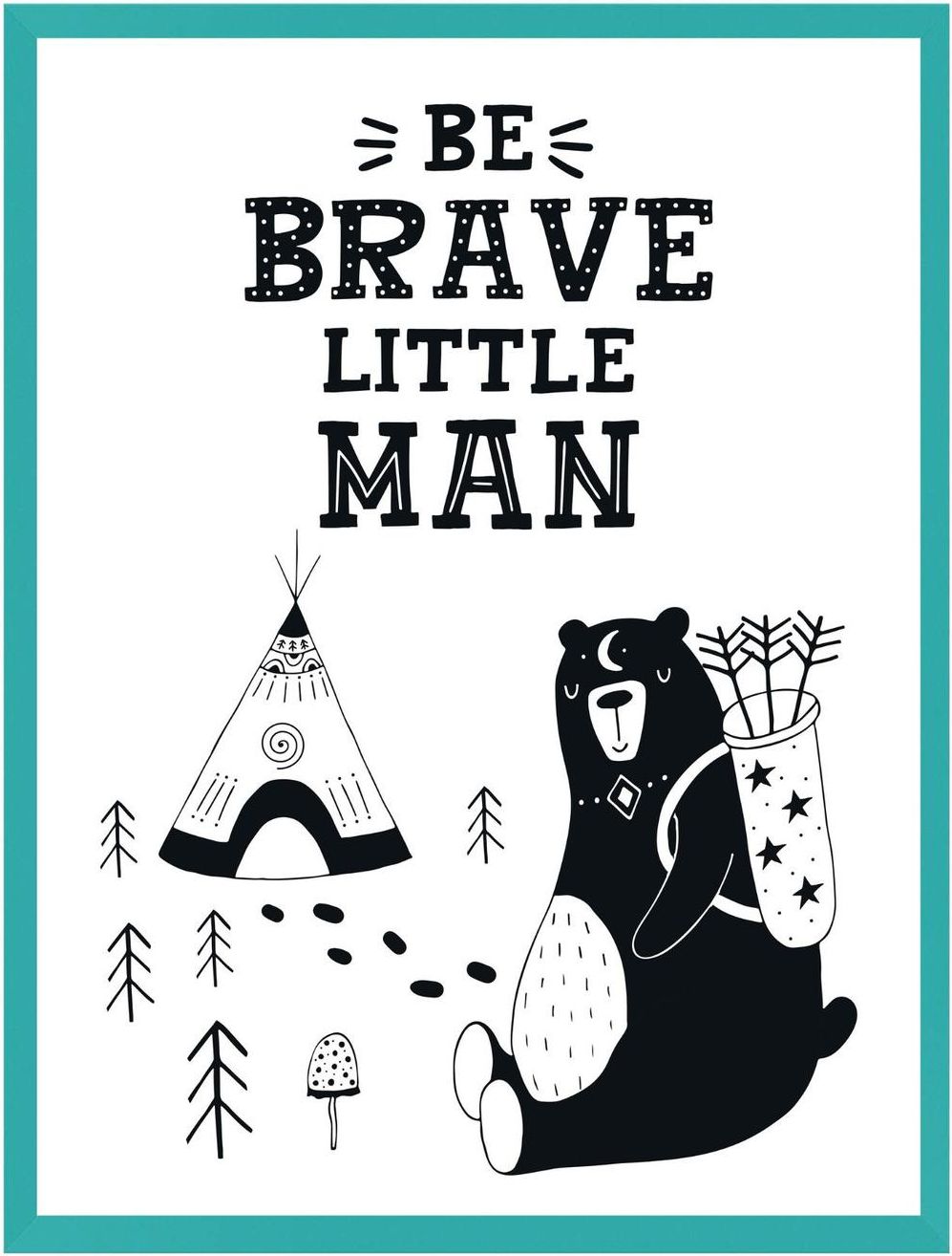 Plakat Dziecięce Be Brave Little Man 24X30 Cm + Ramka Turkusowe Morze ...
