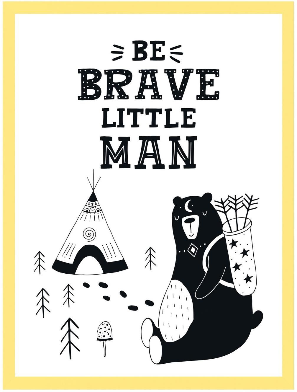 Plakat Dziecięce Be Brave Little Man 40X50 Cm + Ramka Żółta - Opinie i ...