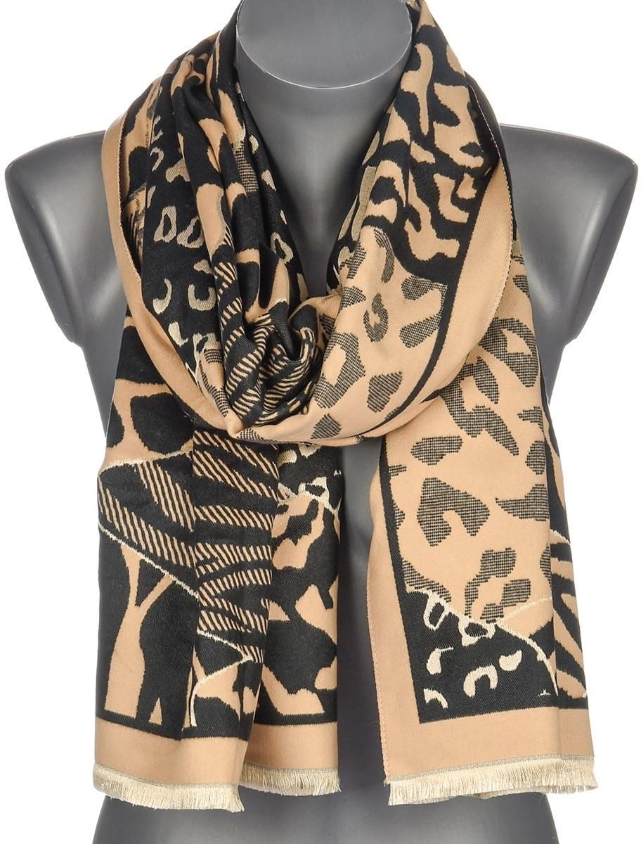 Beżowy Duży Szalik Damski bawełniany ciepły dwustronny cętki AX-125 - Ceny i opinie - Ceneo.pl