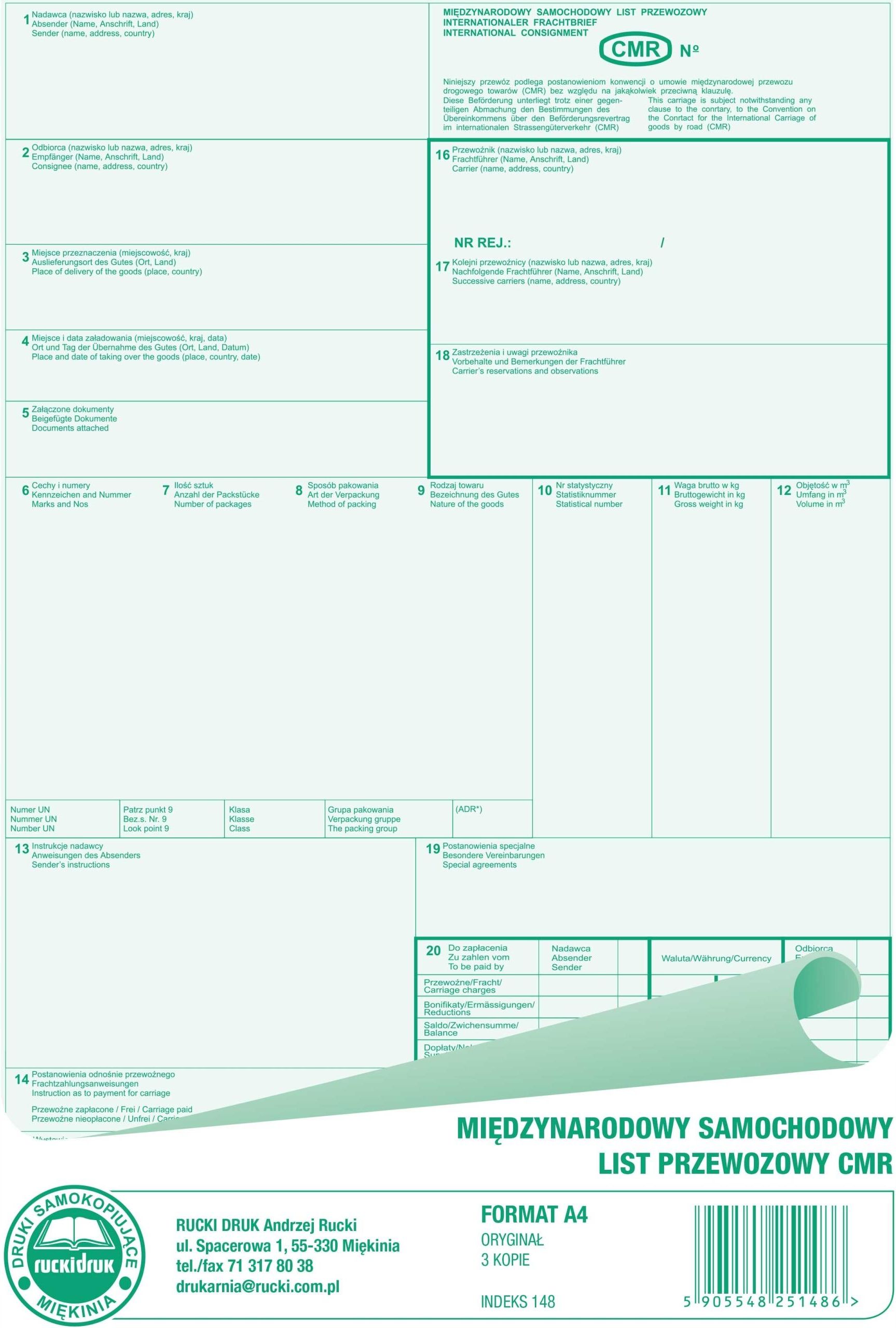 Cmr Międzynarodowy List Przewozowy A4 Zadruk - Ceny i opinie - Ceneo.pl