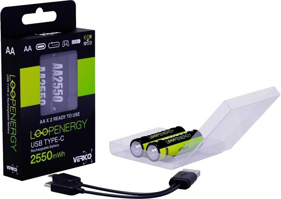 Verico Akumulator Aa/R06 Loopenergy Aa Usb C 2550Mwh 1Udbt A1Wea2 Nn Li Ion 1700 Mah 1.5 V 2szt ...