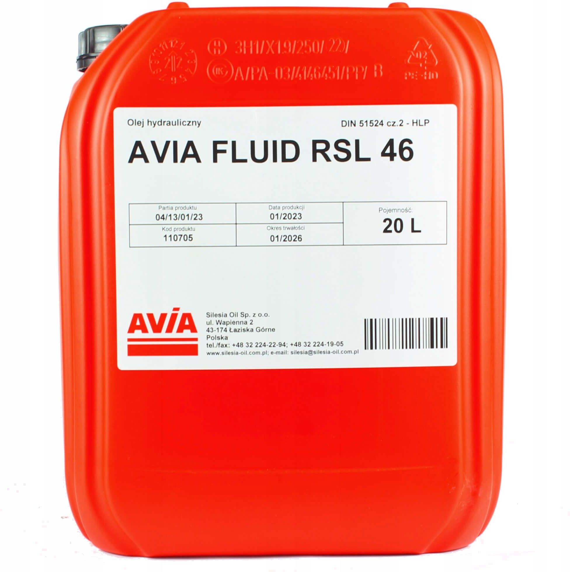 Avia Fluid Rsl 46 20L - Opinie i ceny na Ceneo.pl