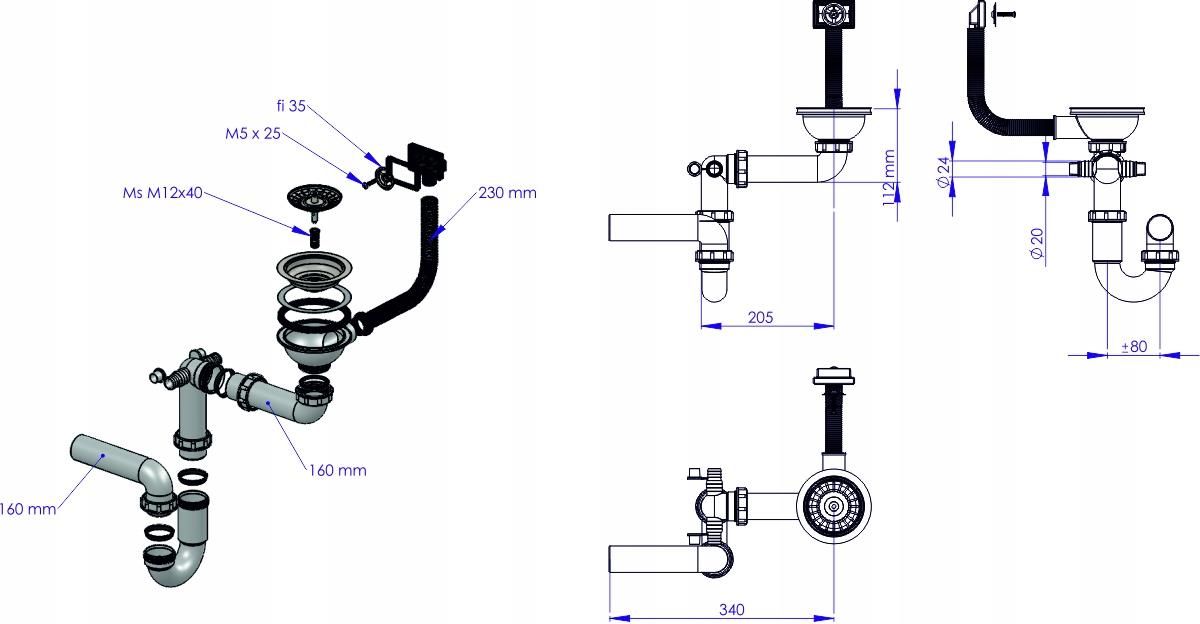 Brenor Syfon Klasyczny Manualny Przyścienny Jednokomorowy BA059 ...