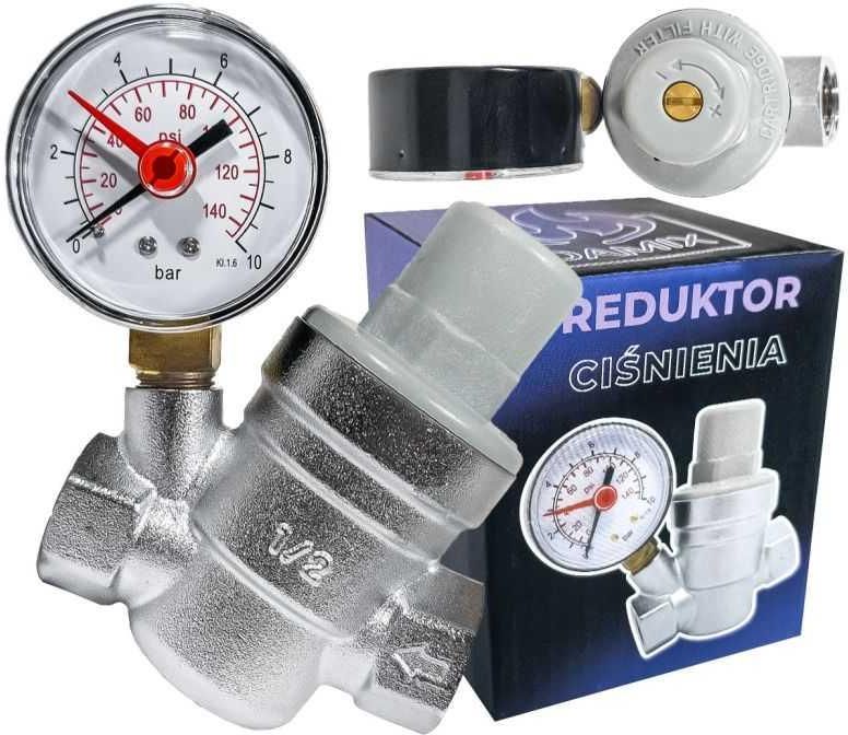 REDUKTOR CIŚNIENIA WODY Z MANOMETREM 1/2'' DN15 REGULATOR 1,5-6,5 BAR DAMIX DAN-47862-15 ...
