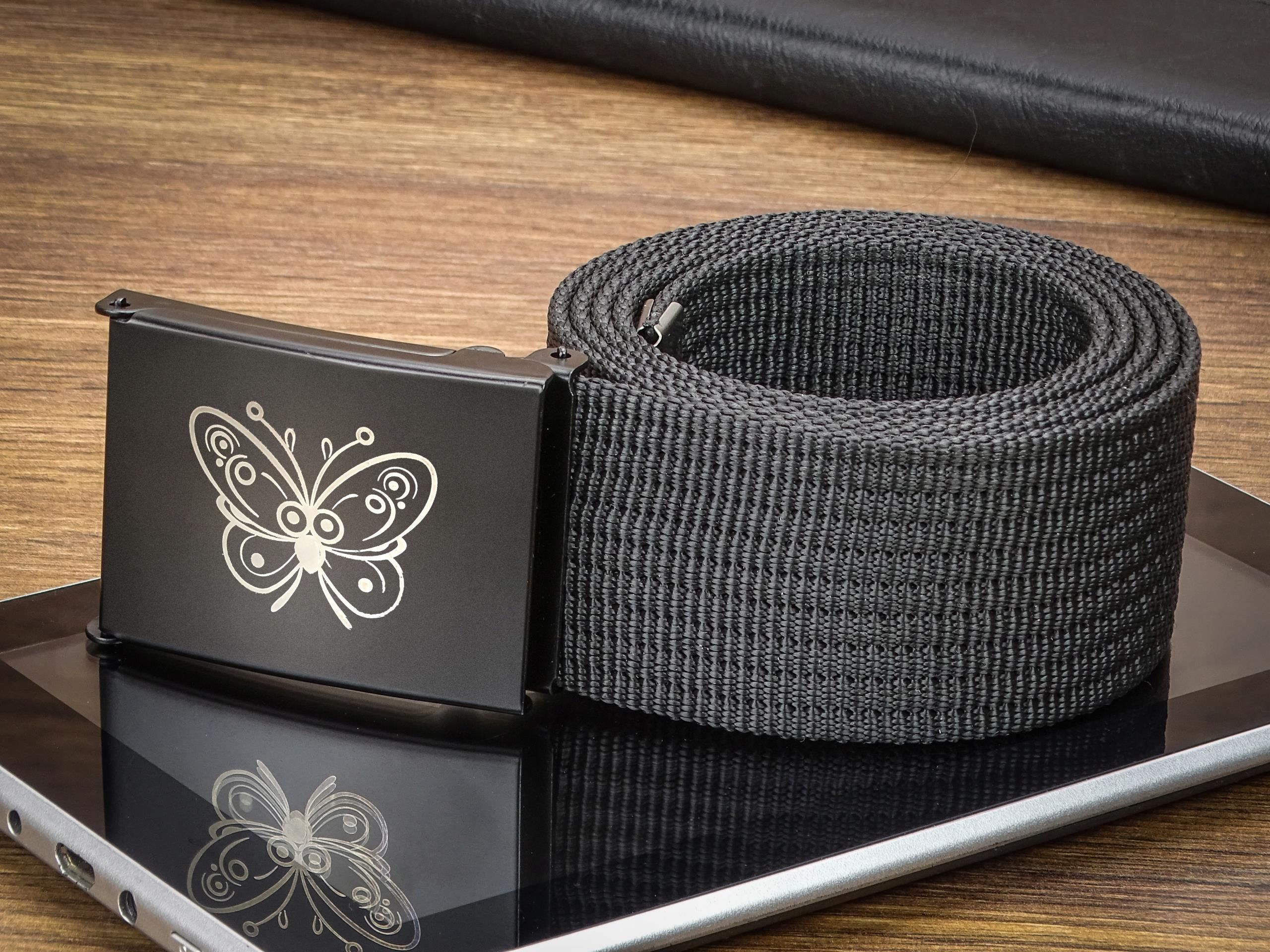 Czarny Parciany pasek Polski damski Klamra Motyl - Ceny i opinie - Ceneo.pl