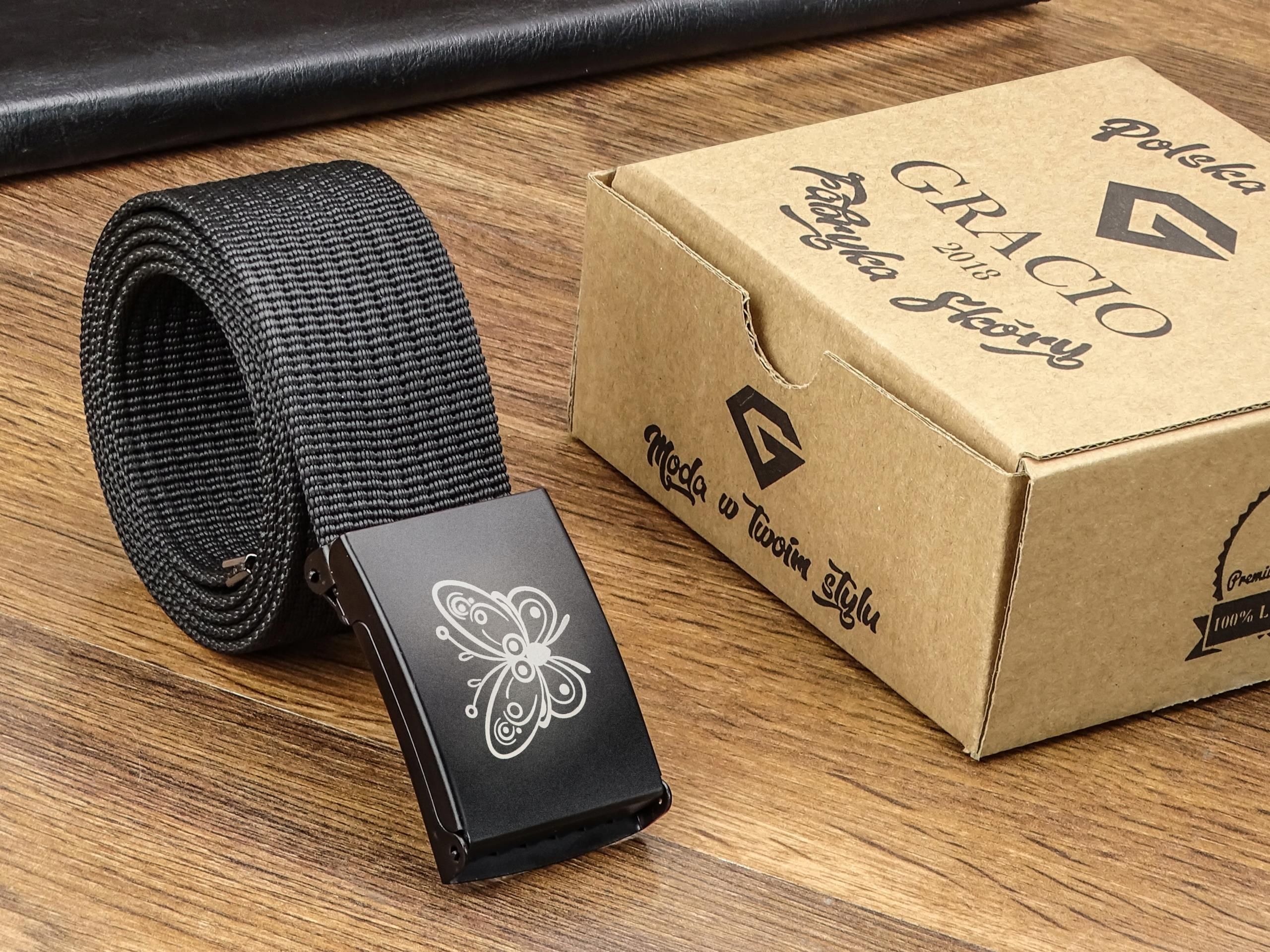 Czarny Parciany pasek Polski damski Klamra Motyl - Ceny i opinie - Ceneo.pl