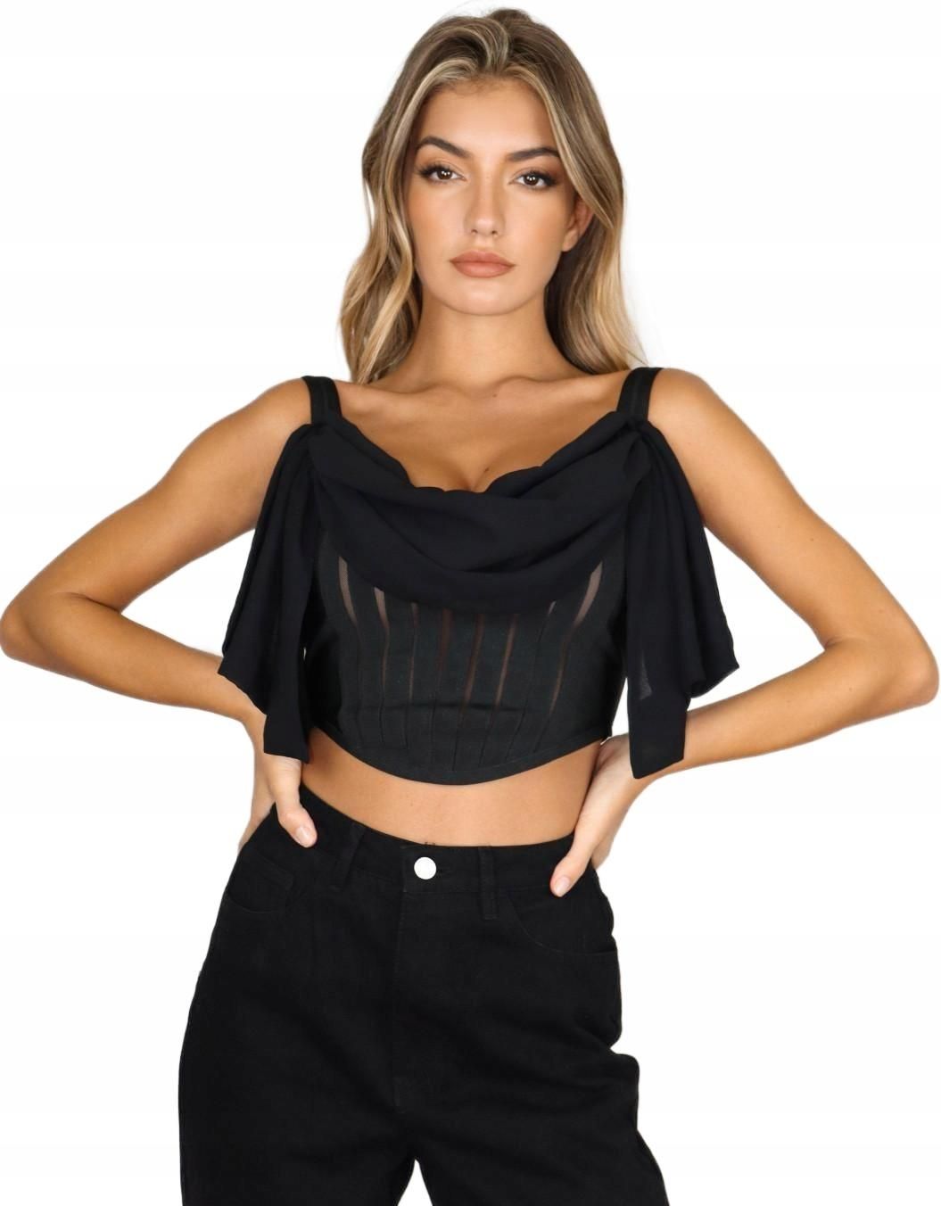 Falbana 9FJ XXD__L Missguided Czarny Top - Ceny i opinie - Ceneo.pl