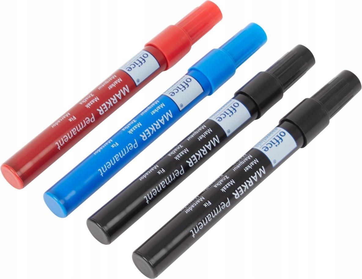 Office Essentials Markery Permanentne Zestaw 4szt. Mazaki Na Każdą ...