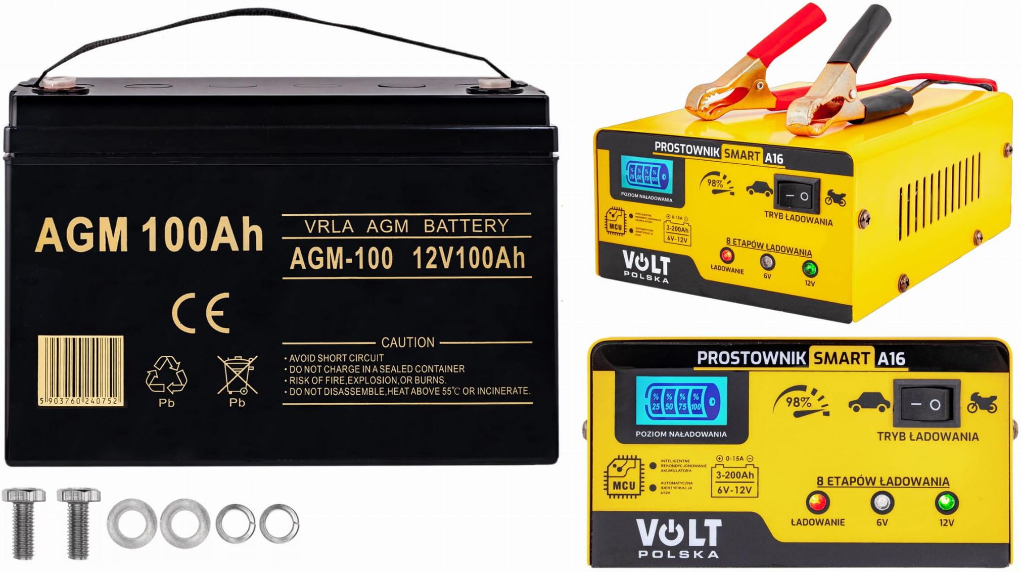 Volt Polska Zestaw akumulator Volt VRLA AGM 12V 100Ah + prostownik Smart 6/12V 15A - Ceny i ...
