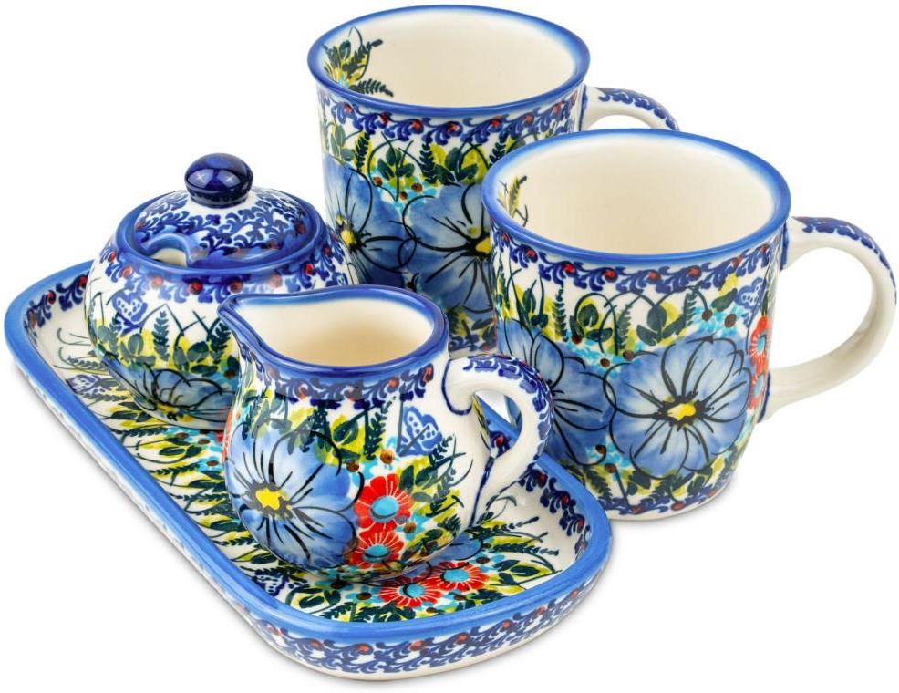 Ceramika Anna Wróbel Zestaw Kawowy Ceramika Bolesławiec Wzór Niebieskie ...