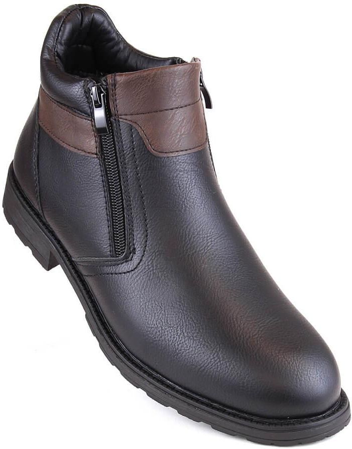 Trzewiki buty męskie na suwaki ocieplane czarne Man's Style WS-001 ...