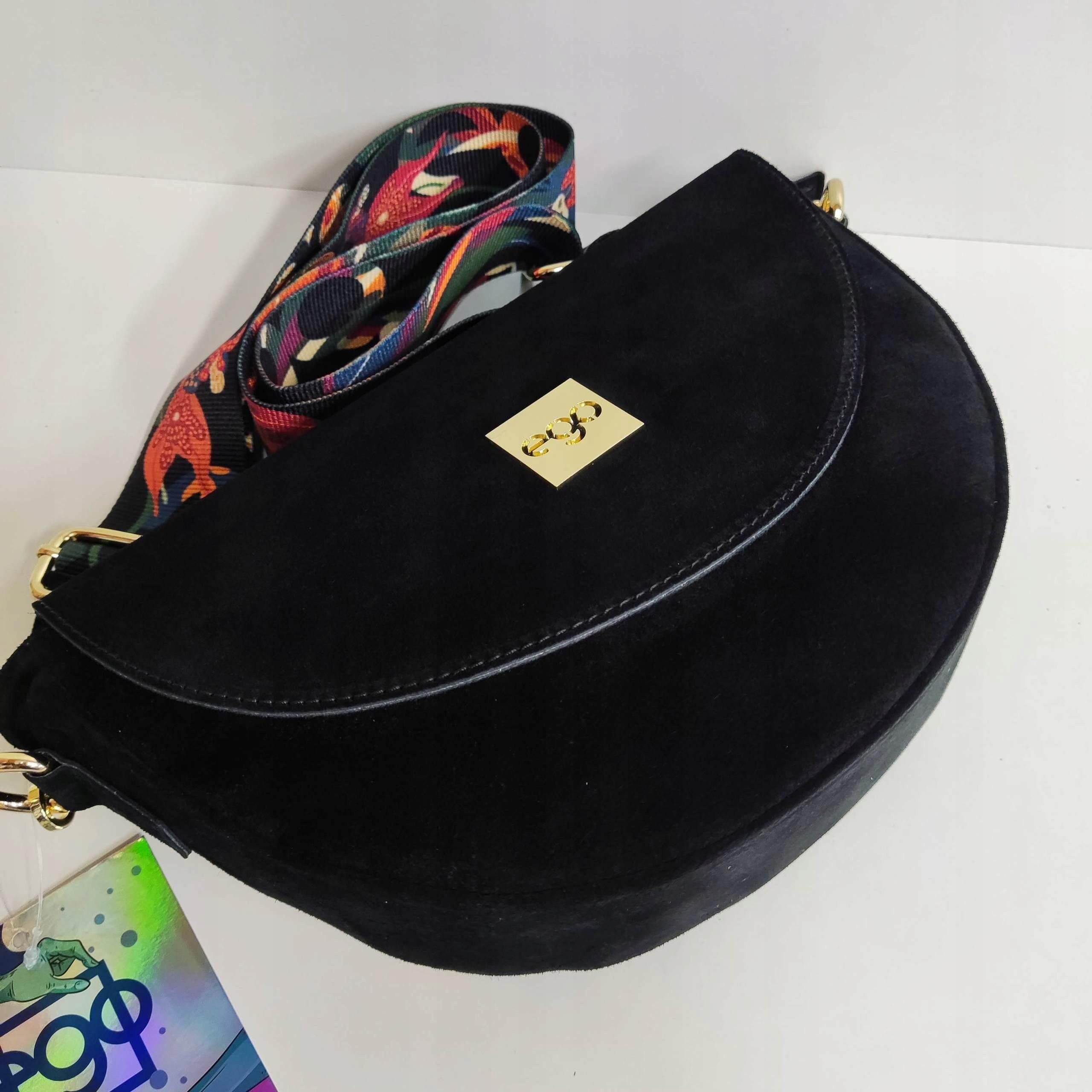 Torebka listonoszka EGO skóra naturalna czarna zamszowa z klapką - Ceny i opinie - Ceneo.pl