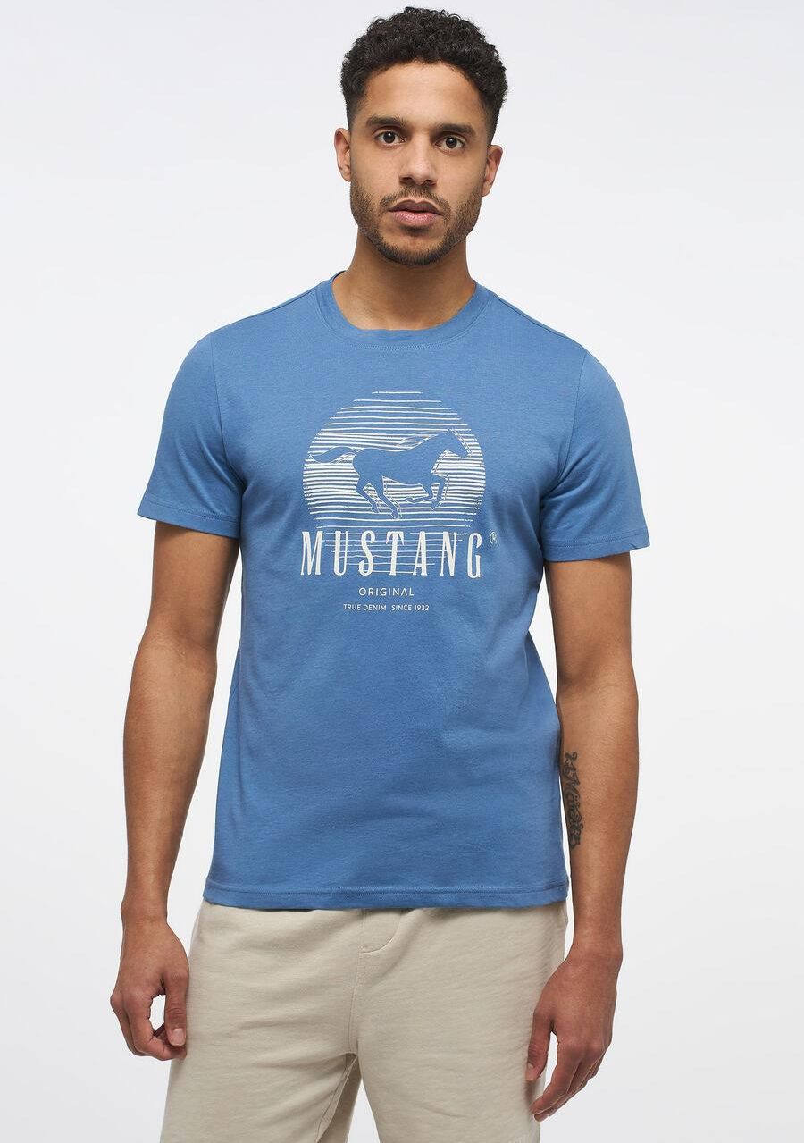 MUSTANG ALEX C PRINT MĘSKI T-SHIRT KOSZULKA LOGO NADRUK MOONLIGHT BLUE ...