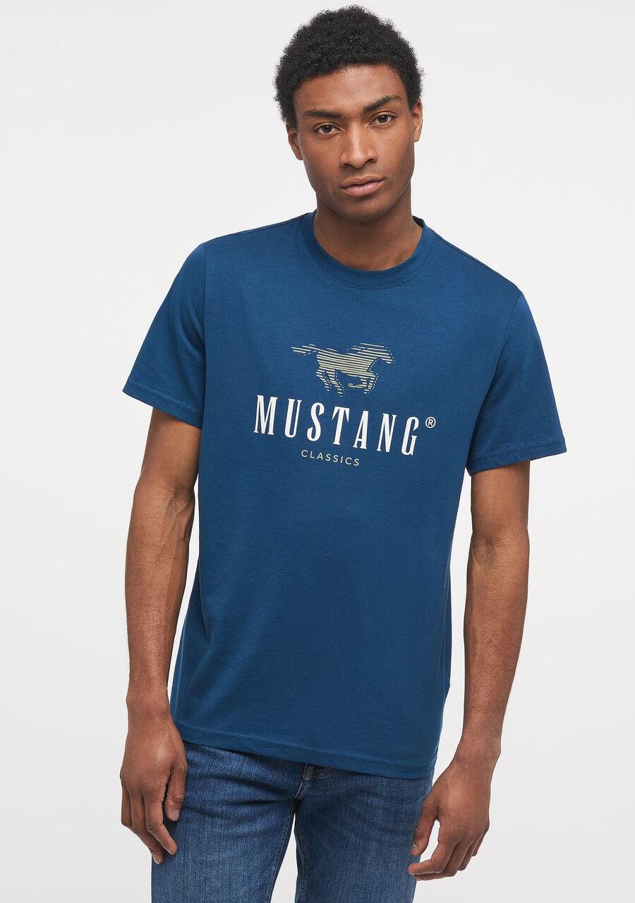 MUSTANG ALEX C PRINT MĘSKI T-SHIRT KOSZULKA LOGO INSIGNIA BLUE 1013808 ...
