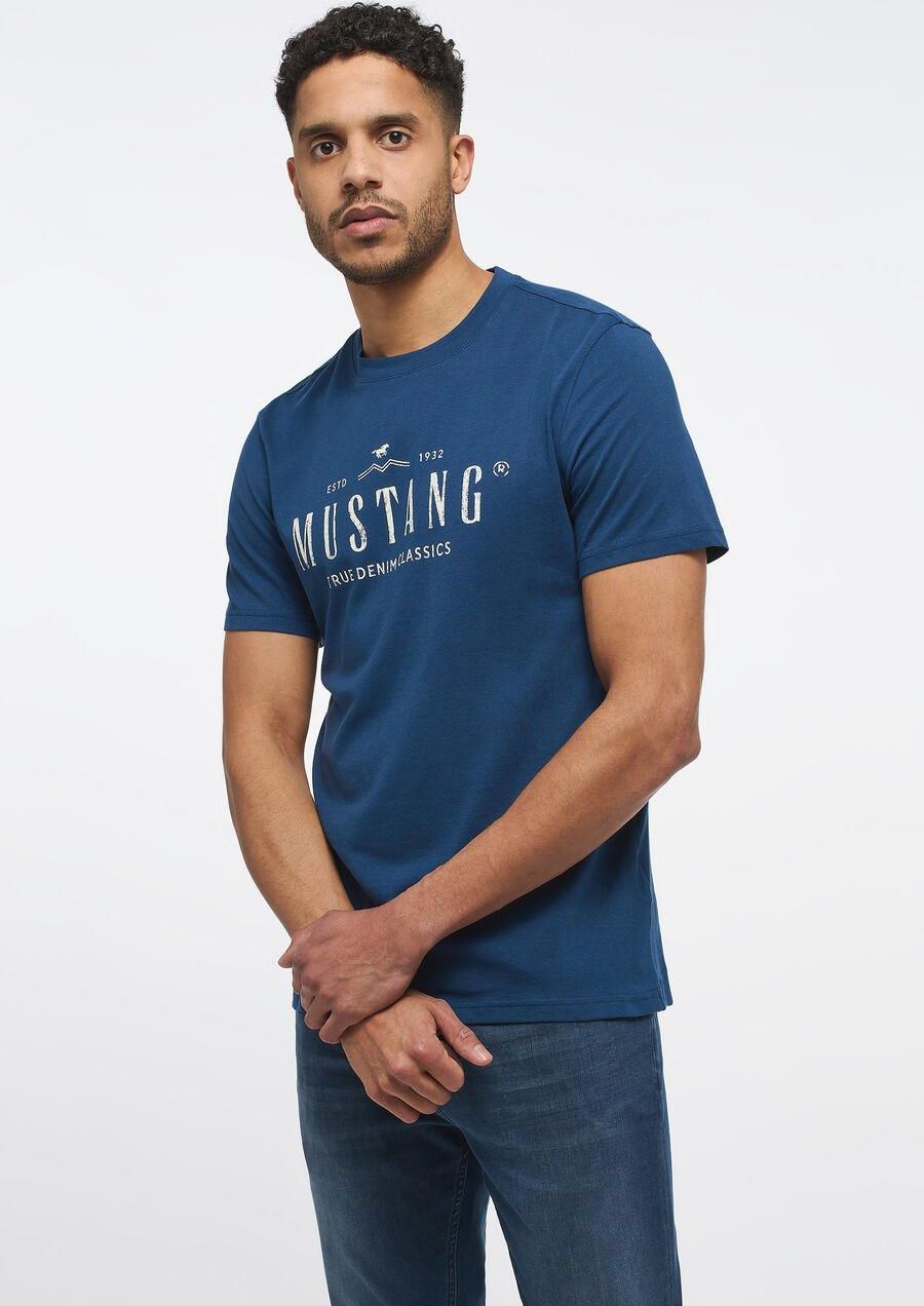 MUSTANG Alex C Print MĘSKI T-SHIRT KOSZULKA Insignia Blue 1013824 5230 ...