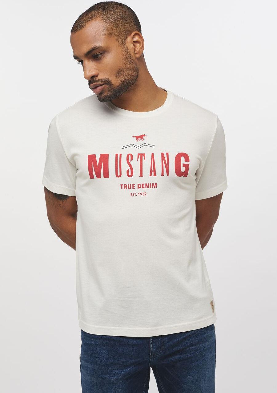 MUSTANG ALEX C PRINT MĘSKI T-SHIRT KOSZULKA LOGO NADRUK CLOUD DANCER ...