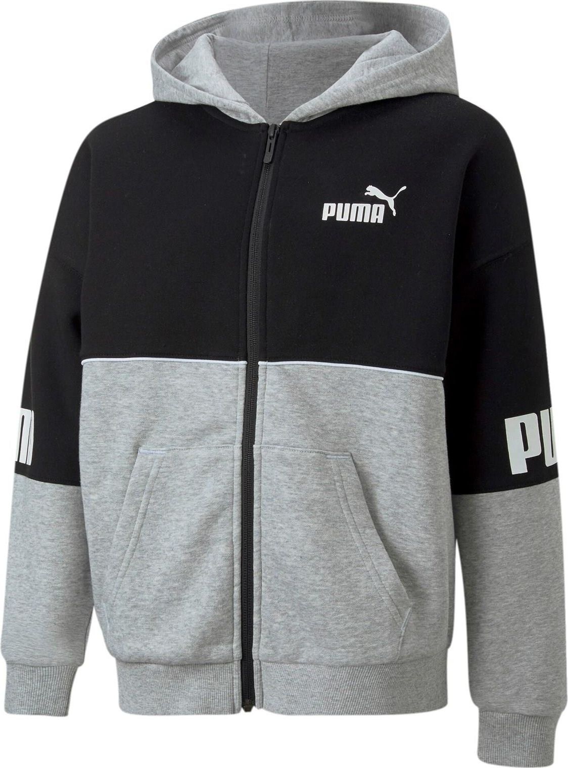 Bluza z kapturem chłopięca Puma POWER COLORBLOCK FZ FL szara 67009904 ...