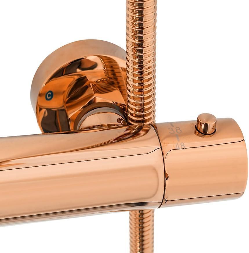 Zestaw prysznicowy Rea Kolumna Termostatyczna Lungo Różowe Złoto P6606 ...