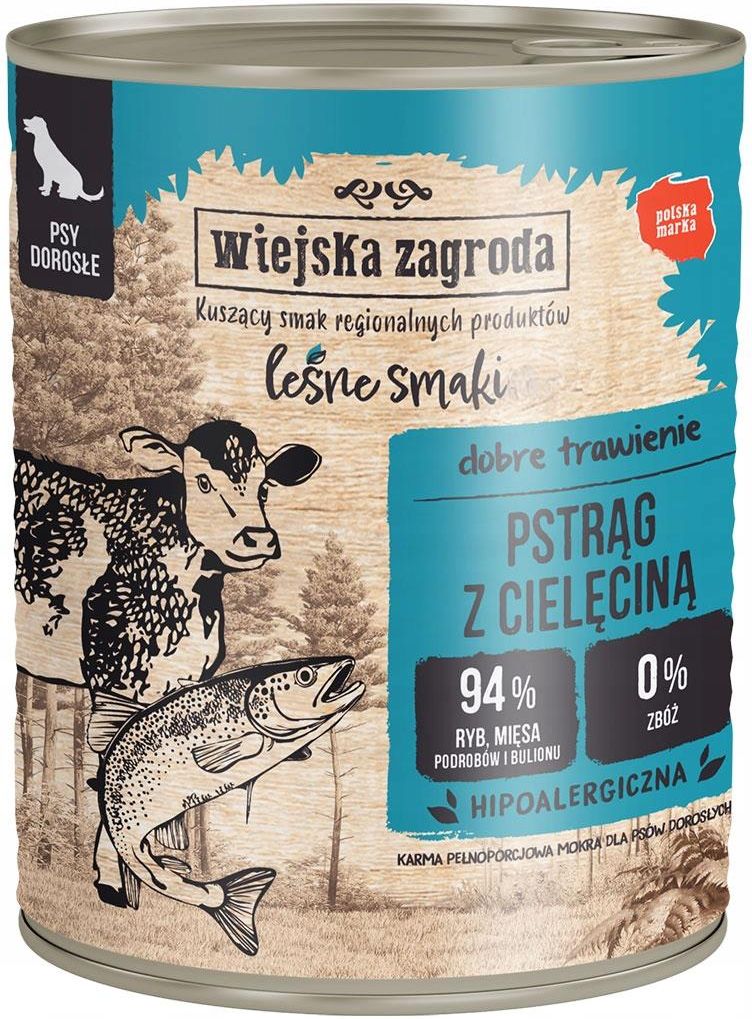 Karma Wiejska Zagroda Karma Mokra Pies Pstrąg Z Cielęciną 800G - Ceny i opinie - Ceneo.pl