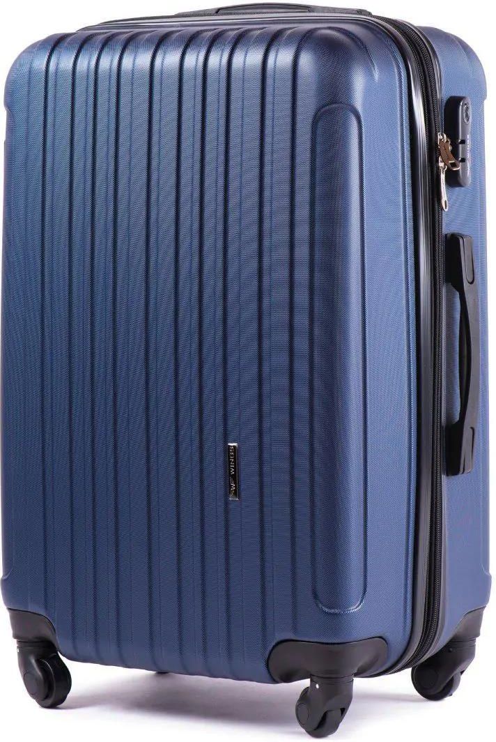 Wings Flamingo Średnia walizka podróżna z żebrowaniem M granatowa ...