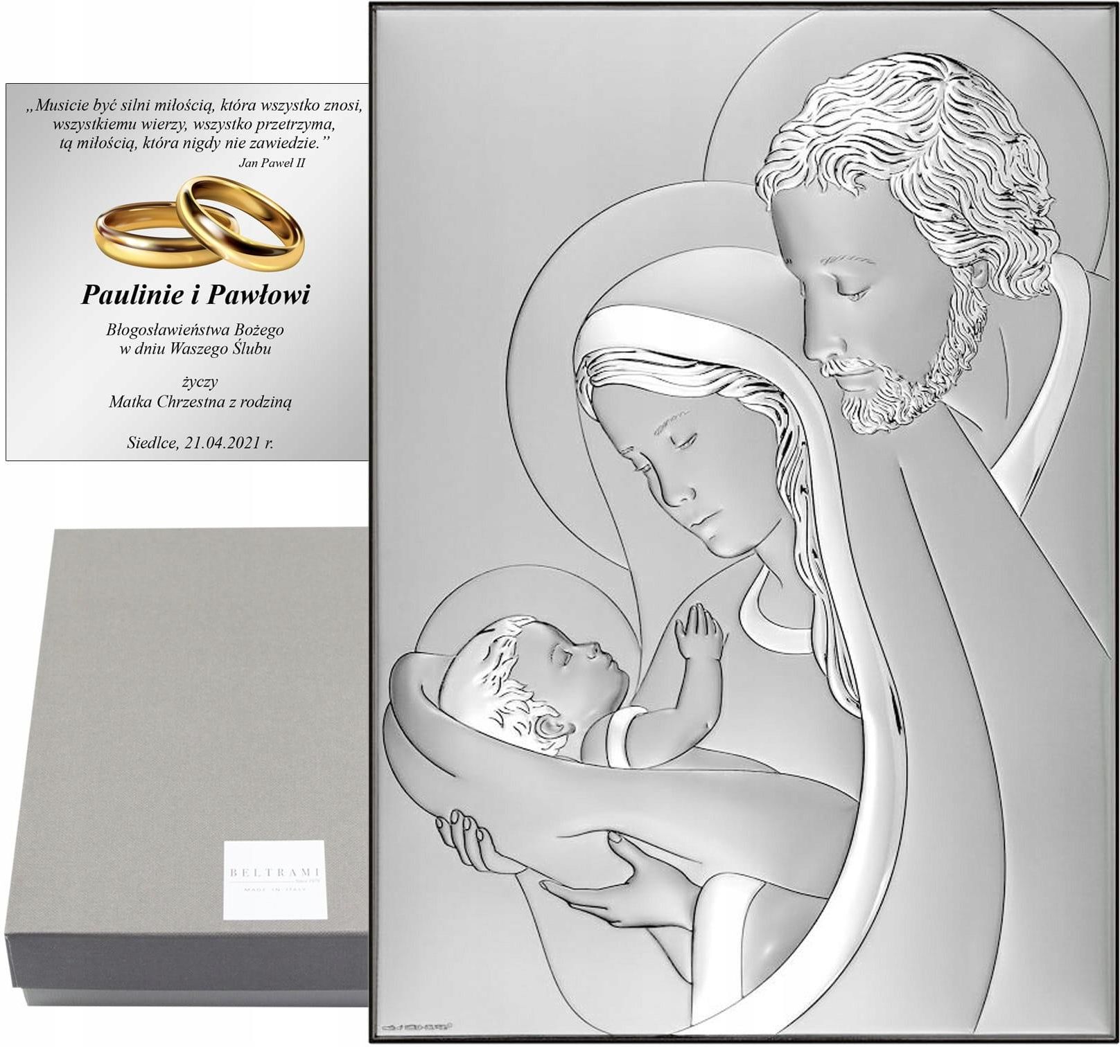 Obraz Srebrny Rodzina Święta Ślub Chrzest Grawer - Ceny i opinie - Ceneo.pl