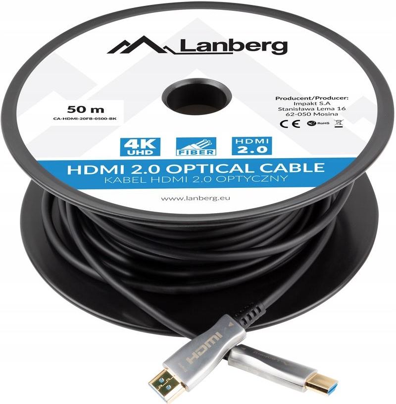 Lanberg Kabel Przewód Hdmi V2.0 4K 60Hz 144Hz Aktywny Ethernet Optyczny ...
