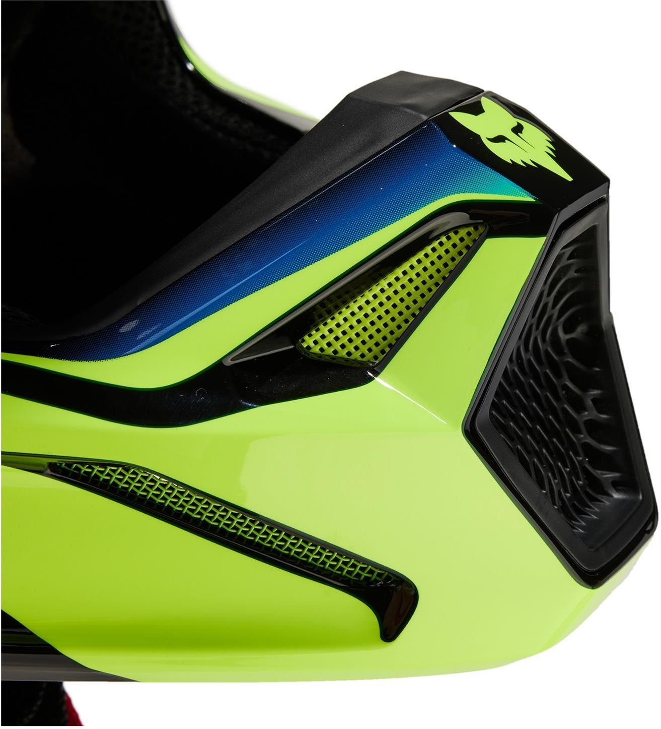 Kask motocyklowy Fox Cross V1 Streak Black/Yellow Żółty Fluo Niebieski ...