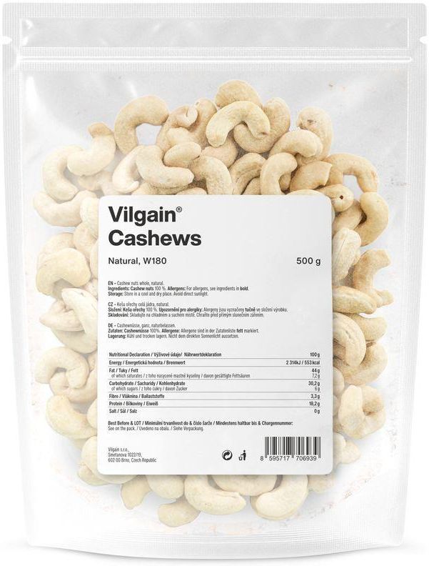 Vilgain Orzechy Nerkowca Naturalne W180 500g - Ceny i opinie - Ceneo.pl