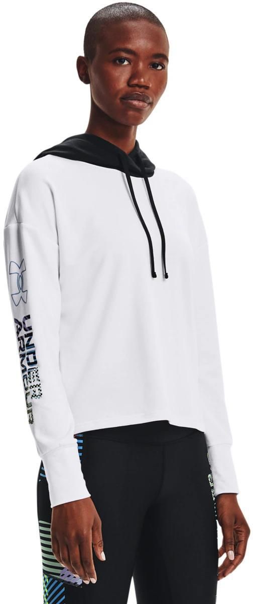Damska bluza treningowa nierozpinana z kapturem UNDER ARMOUR Rival Terry Geo Hoodie - biała ...