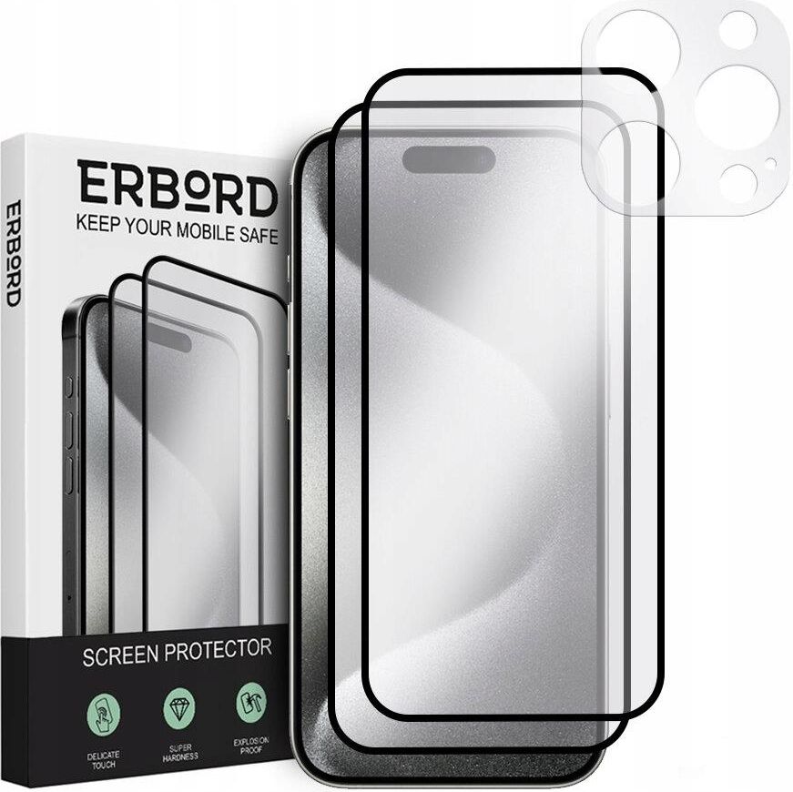 Erbord 2X Szkło Hartowane Pełne 3D Na Aparat Do Iphone 15 Pro Max - Opinie i ceny na Ceneo.pl