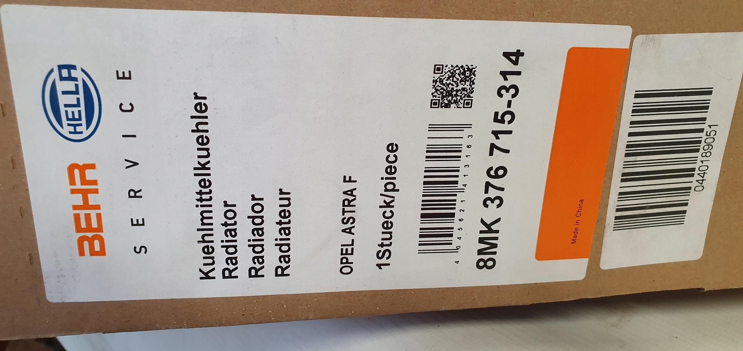 Behr Hella Service Chłodnica Wody Astra F 16 16V Nowa 8MK376715314 ...