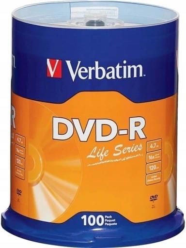 Nośnik danych Płyty VERBATIM DVD-R 4,7GB 16x 100szt Datalife - Opinie i ...