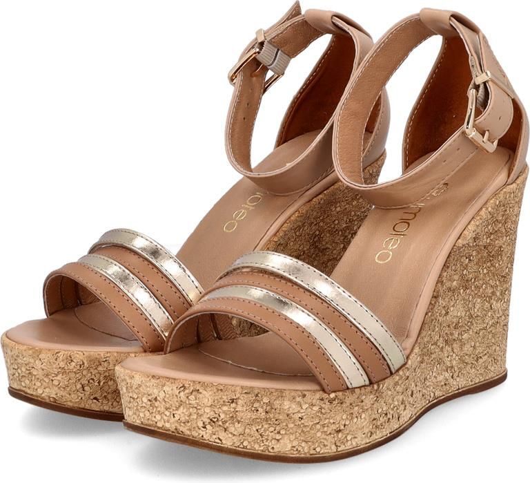 Sandały damskie na koturnie - TYMOTEO M2148 BEŻOWO ZŁOTE - Ceny i ...