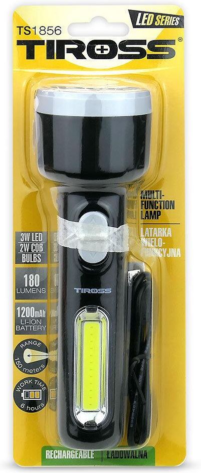 Latarka Tiross Akumulatorowa Ładowalna Led 3W+2W Cob 1200Mah Ts 1856 ...