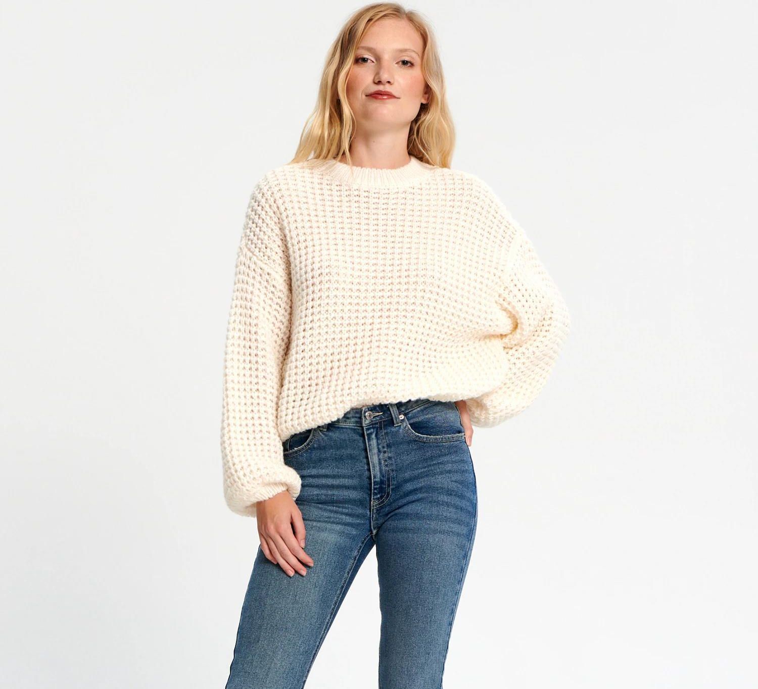 Sinsay - Sweter ażurowy - Kremowy - Ceny i opinie - Ceneo.pl