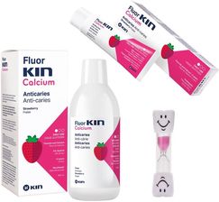 KIN Fluor Calcium Płyn + pasta + klepsydra - Zestaw zapobiegający ...