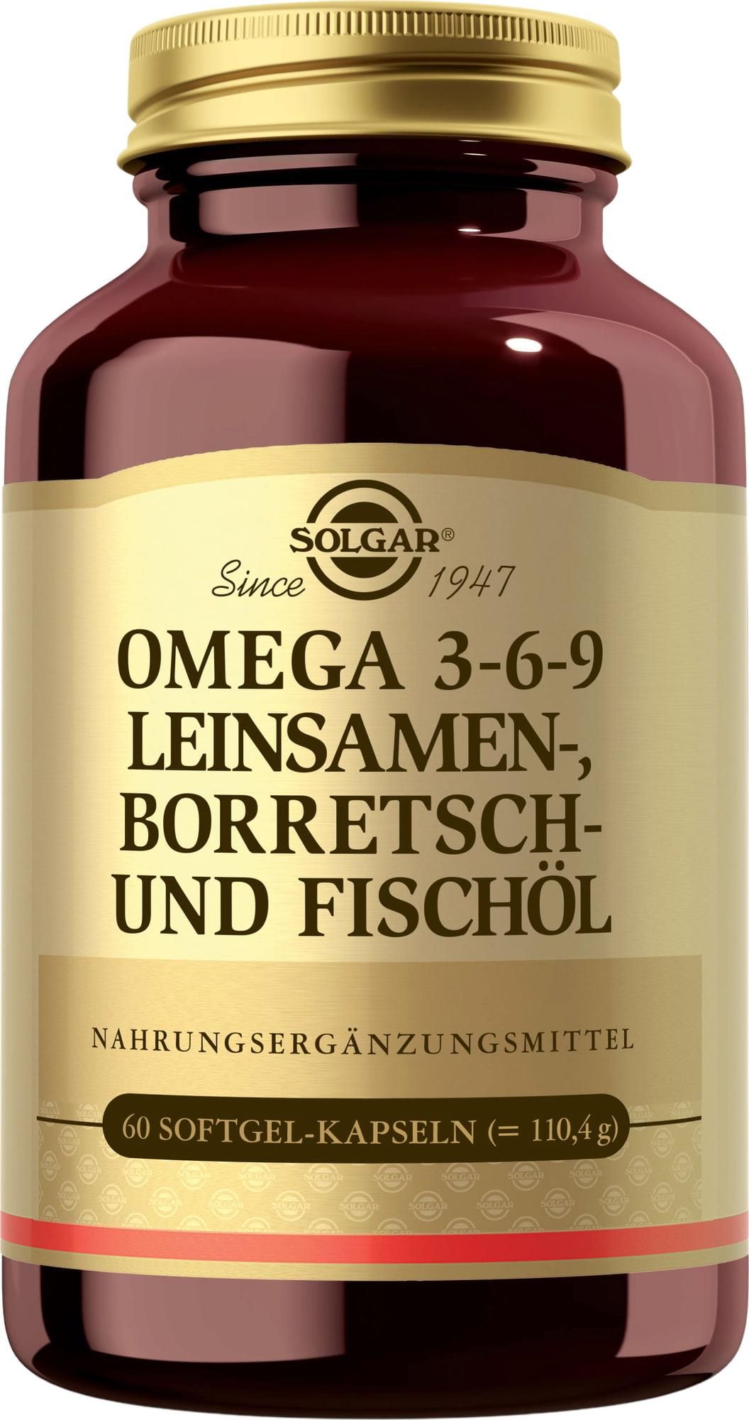 Solgar Omega 3-6-9 siemię lniane, ogórecznik i olej rybny 60 Żele 0 ...