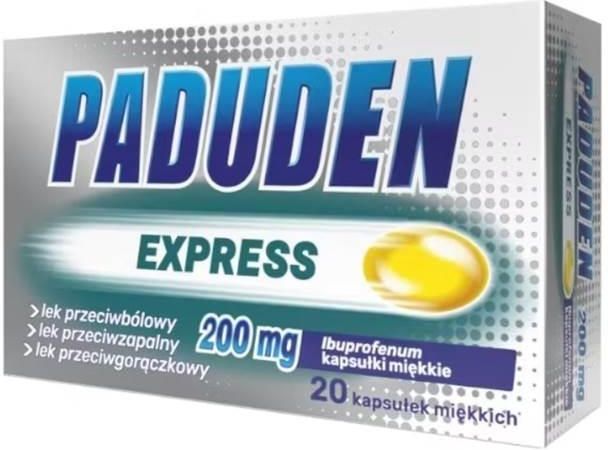 Leki przeciwbólowe Paduden Express 200 Mg Kapsułki Miękkie Z ...