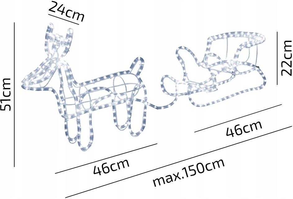 Zolta Renifer Z Saniami Led Świąteczny Świecący Ozdoba 394375D8-C45A ...