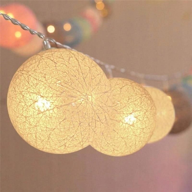 Lampki Led Cotton Balls Sznur Świetlny Girlanda Biały 20 Szt. 5,85M ...