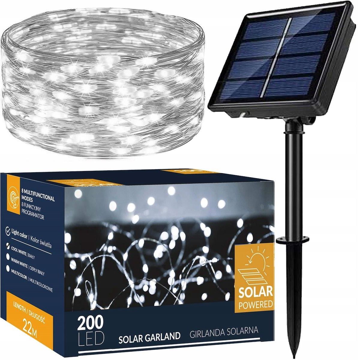 Springos Lampki Choinkowe Solarne 200 Led 22M Druciki Girlanda Białe Zimne 8 Funkcji 2A7F61D1 ...