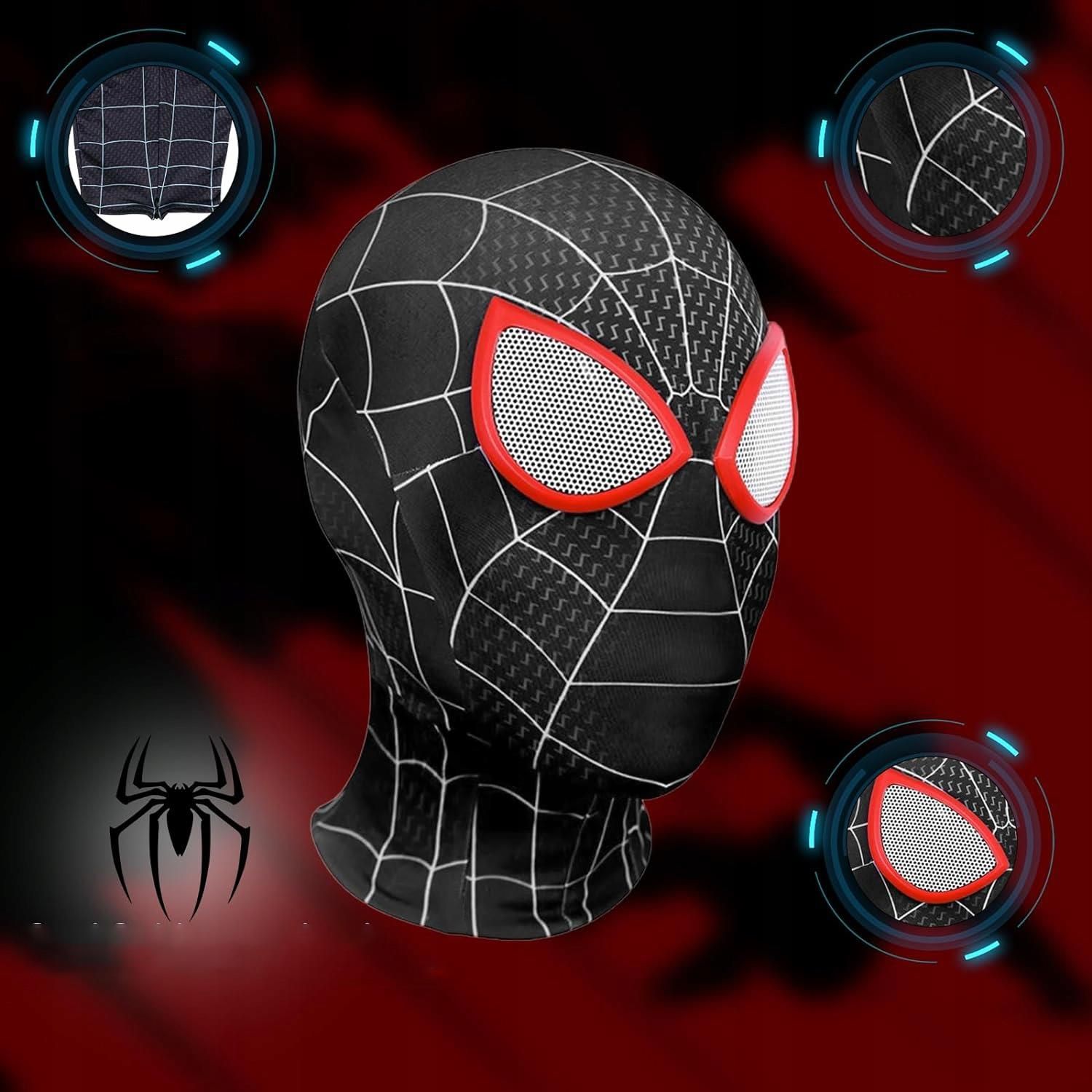 Halloweenowa Maska Batmana Maska Spider-Mana Dla Dorosłych Czarna ...