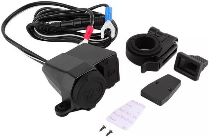 Akcesoria motocyklowe Wodoodporne gniazdo zapalniczki do motoru z portem usb 5V/2A fi 21mm ...