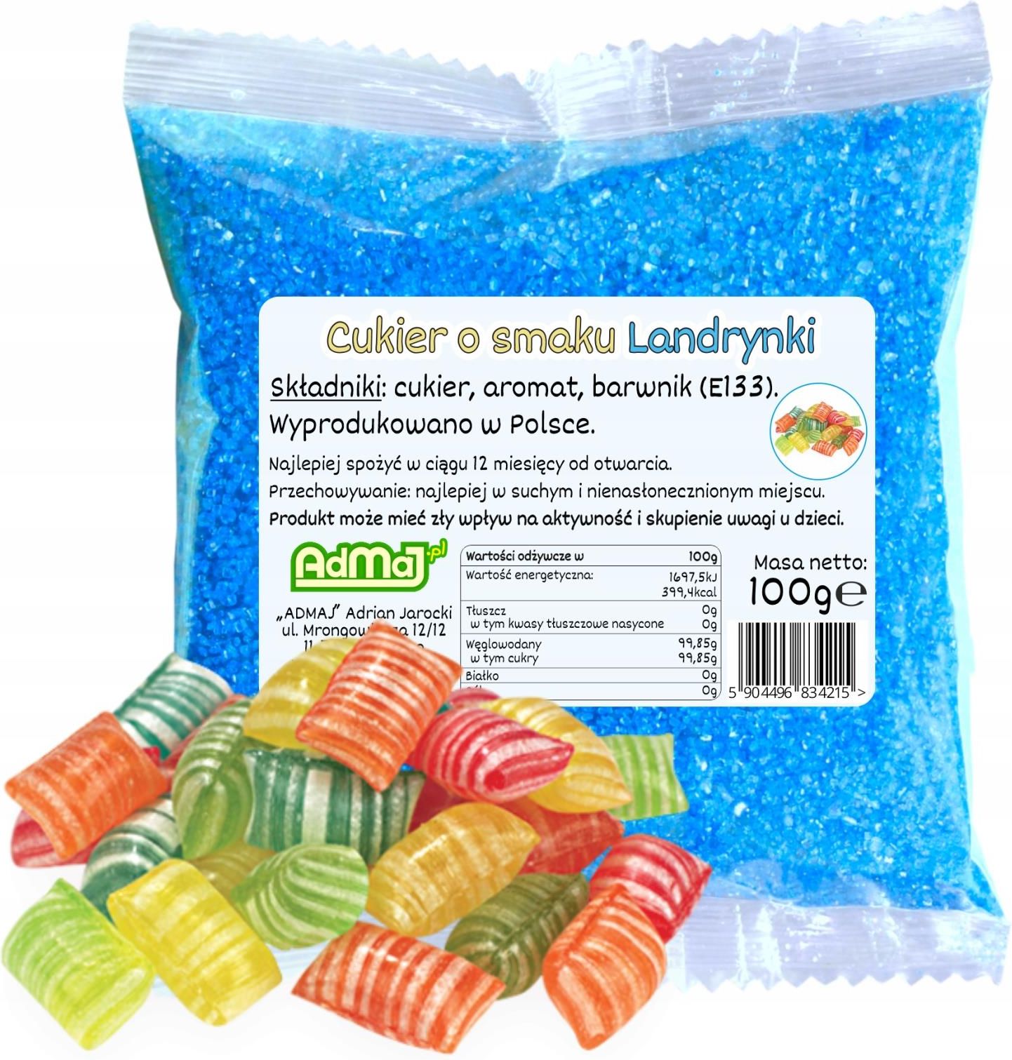 Admaj Cukier Do Waty Cukrowej Landrynka Niebieski 100g Saszetka - Ceny ...