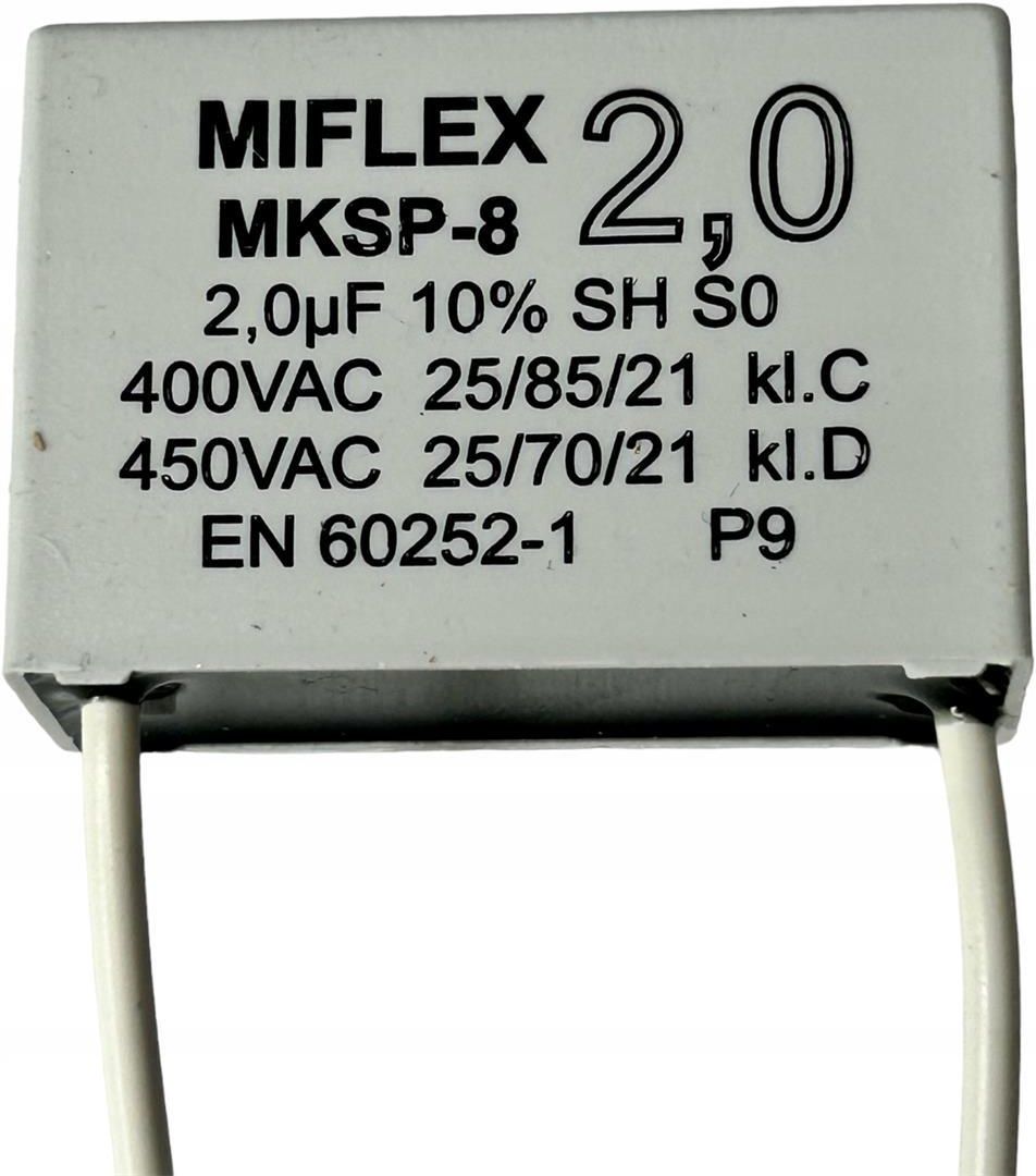 Miflex Kondensator Silnikowy Mksp-8-2Uf 2 µf 400 V (MKSP82UF) - Opinie i ceny na Ceneo.pl