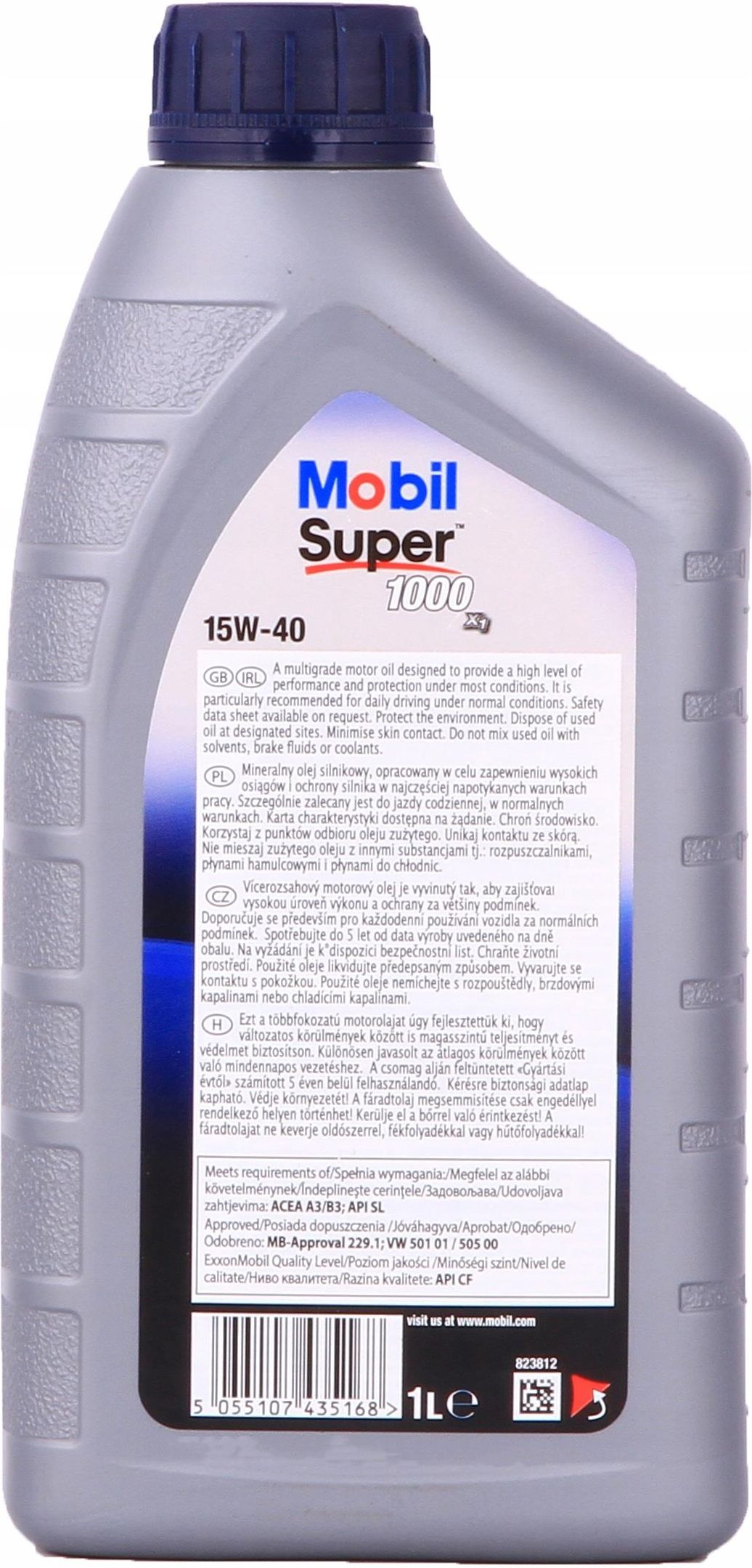 Olej silnikowy Mobil 1000 X1 15W40 A3/B3 Sl/Sj 1l - Opinie i ceny na ...