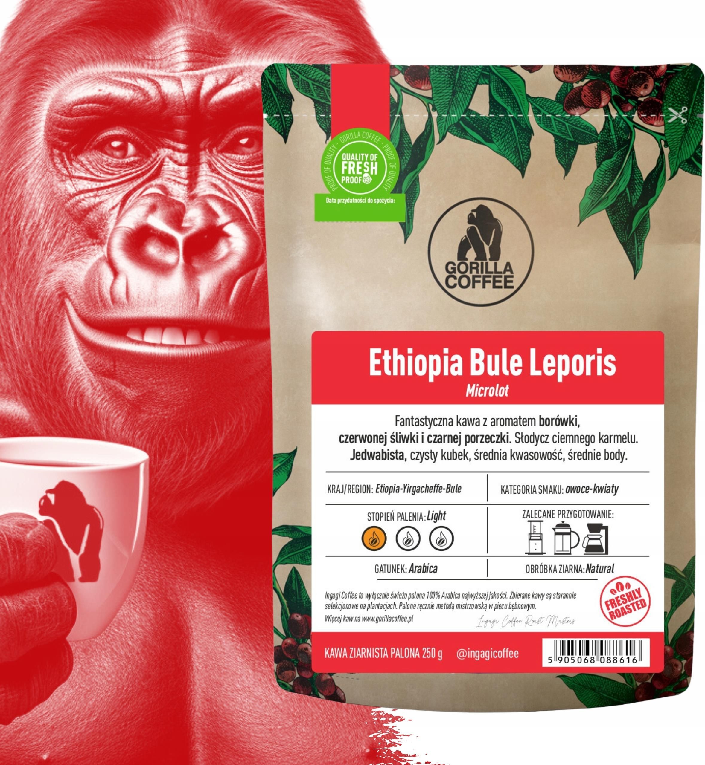 Kawa Ingagi Coffee Etiopia Bule Leporis Ziarnista 1kg - Ceny i opinie ...