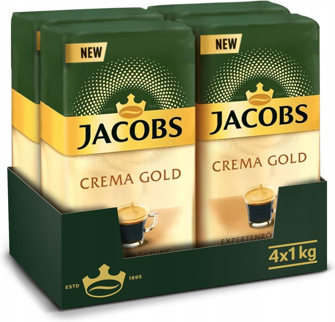 Kawa Jacobs Crema Gold Ziarnista 4X1kg - Ceny i opinie - Ceneo.pl