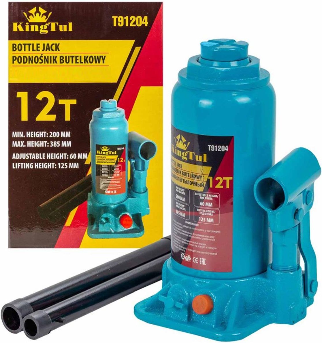 Kingtul Podnośnik Butelkowy Hydrauliczny Lewarek 12T 52685 - Opinie i ...